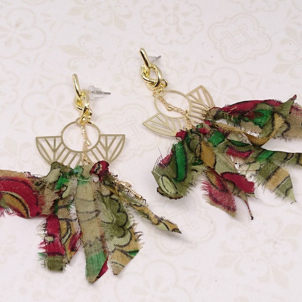 Sari Silk Earrings - Etsy