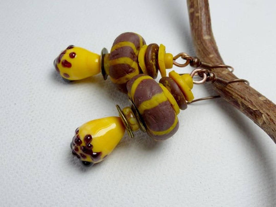 50% Already Applied Rustic Yellow and Rusty Brown Earrings - Etsy