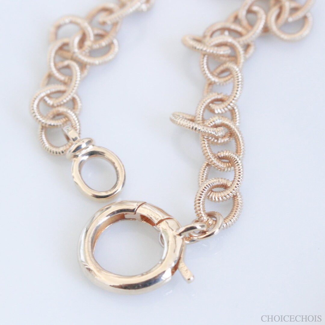 14k18k Solid Gold Twist O-ring Bracelet/solid Gold Chain Bracelet/chain ...