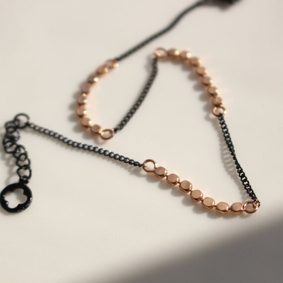 14K18K Solid Gold 'BLACK PINK' Flat Ball Chain | Etsy