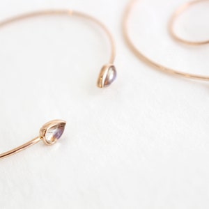 14K Solid Gold Duet RAINBOW MOONSTONE Open Bangle Bracelet/gold Bangle ...