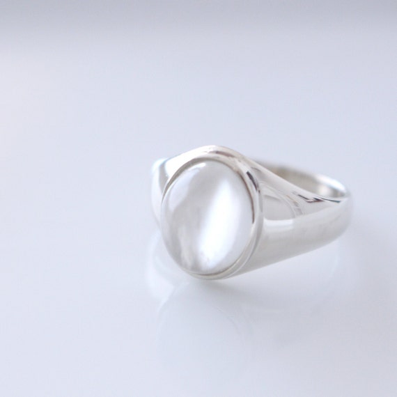 14K Gold Gray Moonstone Signet Ring/signet Solid Gold Ring | Etsy