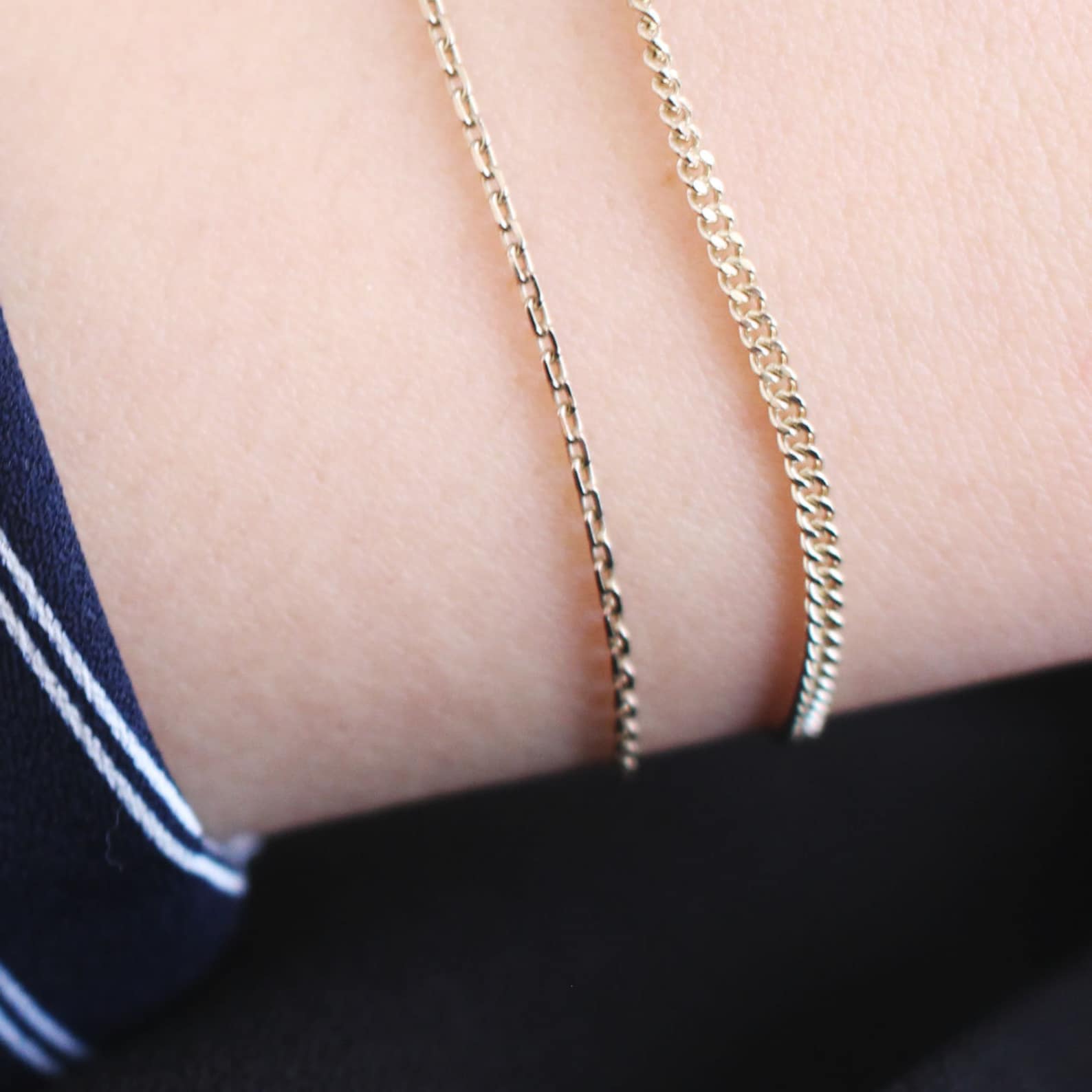 14K Solid Champagne Gold Chain Bracelet/solid Yellow Gold | Etsy