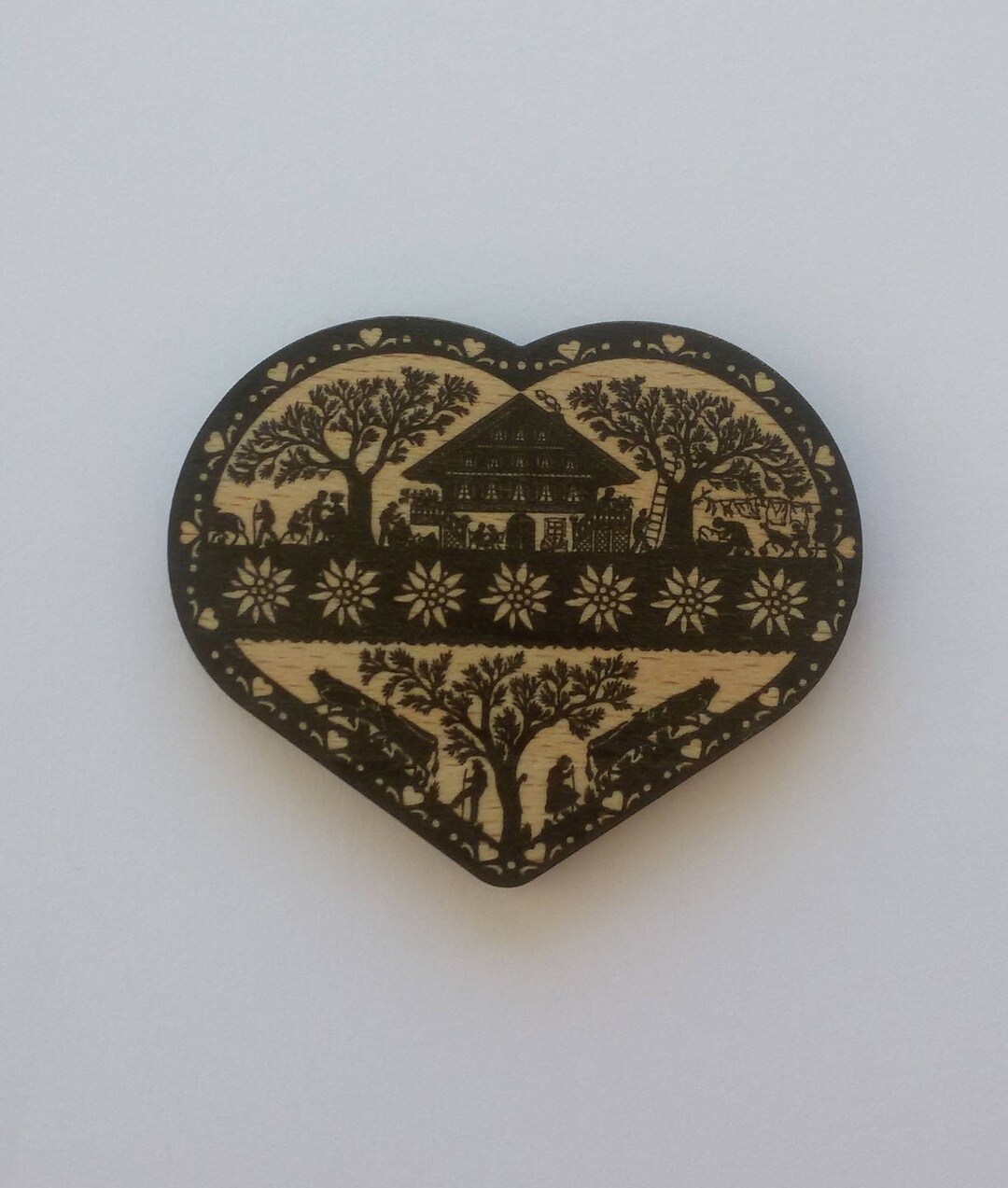 Aimant magnet poya, en forme de coeur, en bois découpé - Etsy Italia