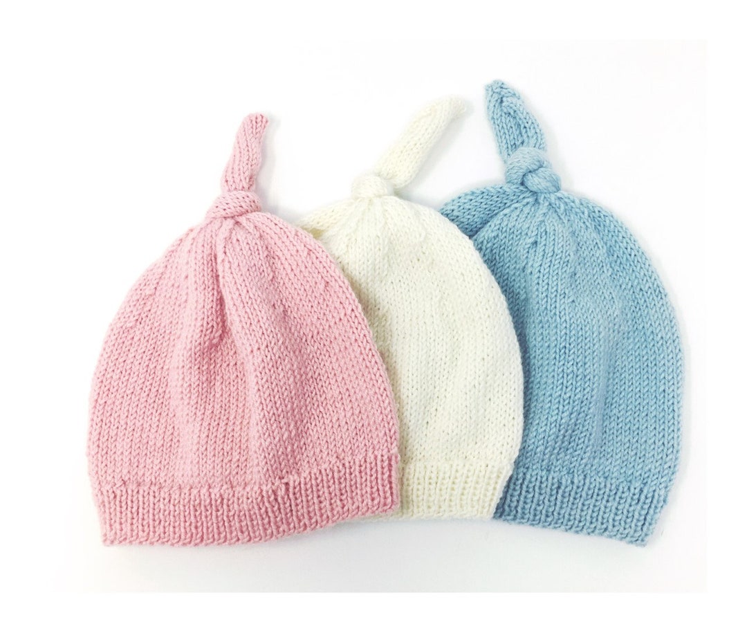 Hand Knitted Knotted Baby Hat in Cashmere Merino and Silk Size and ...