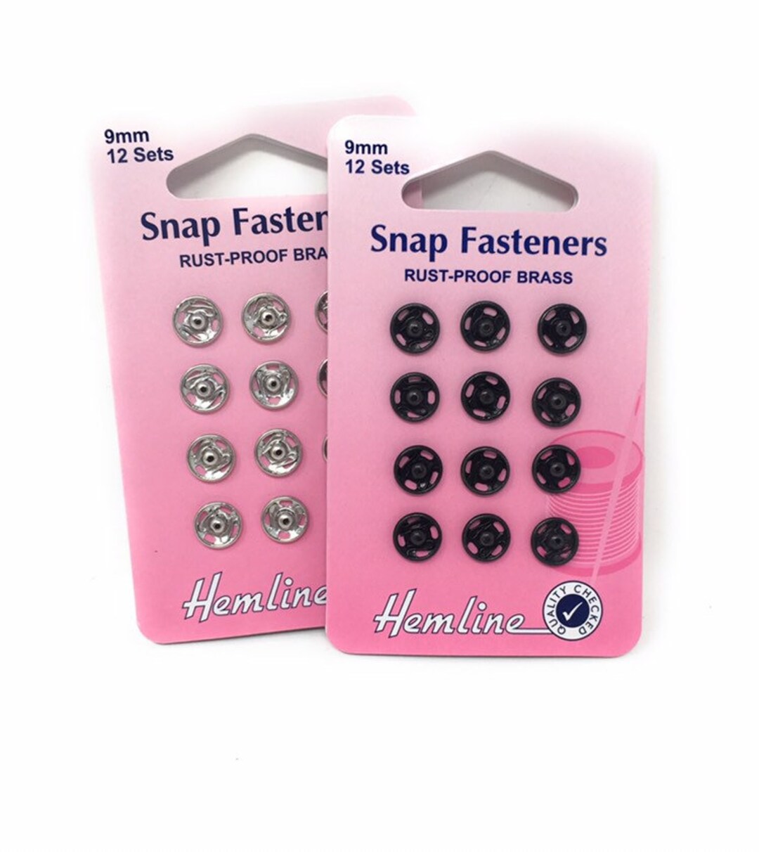9mm Metal Snap Fasteners for Sewing Black or Silver Color Pack of 12 / ...