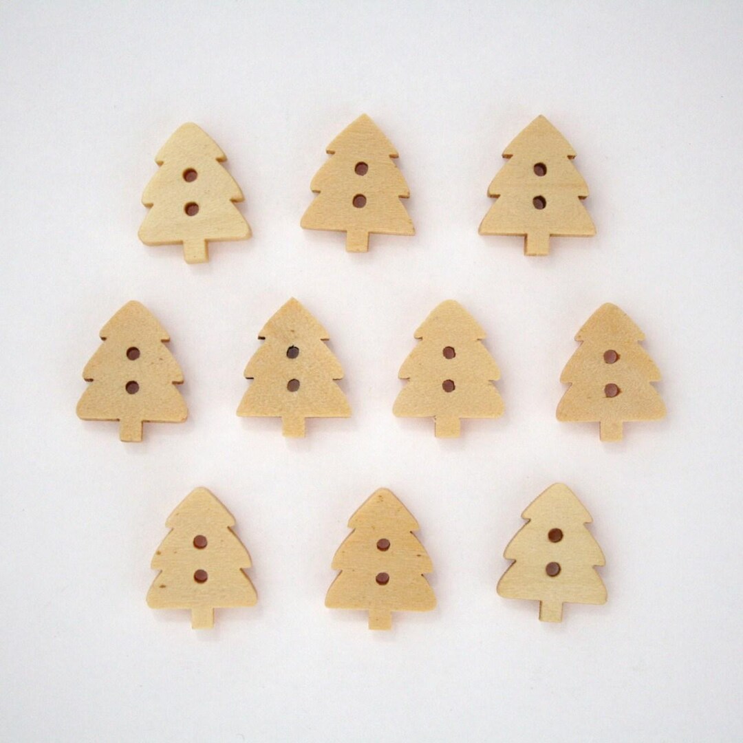 Wooden Fir Tree Buttons / Wooden Tree Buttons / Natural Novelty Buttons ...