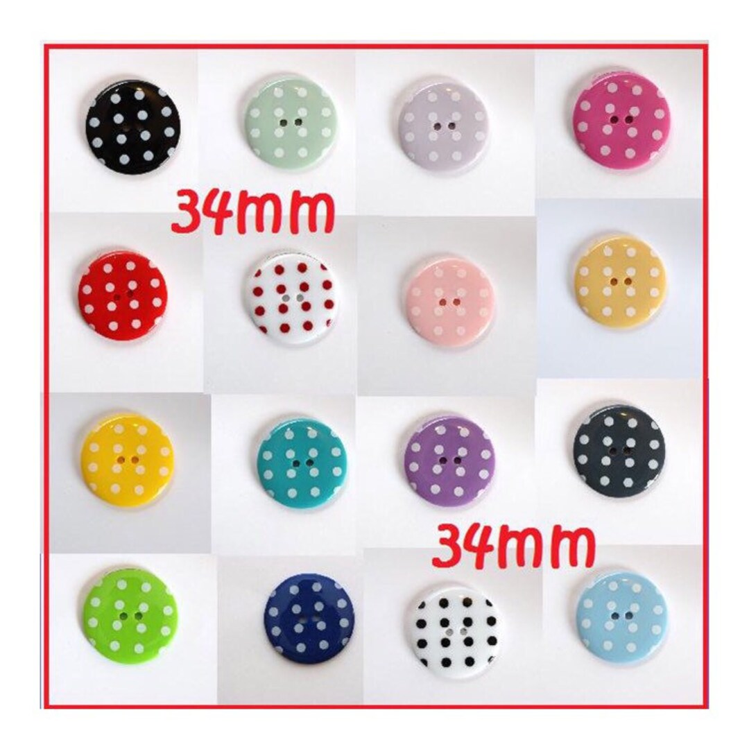 Polka Dot Button 34mm Choice of Colour Sold Individually / Spot Sewing ...