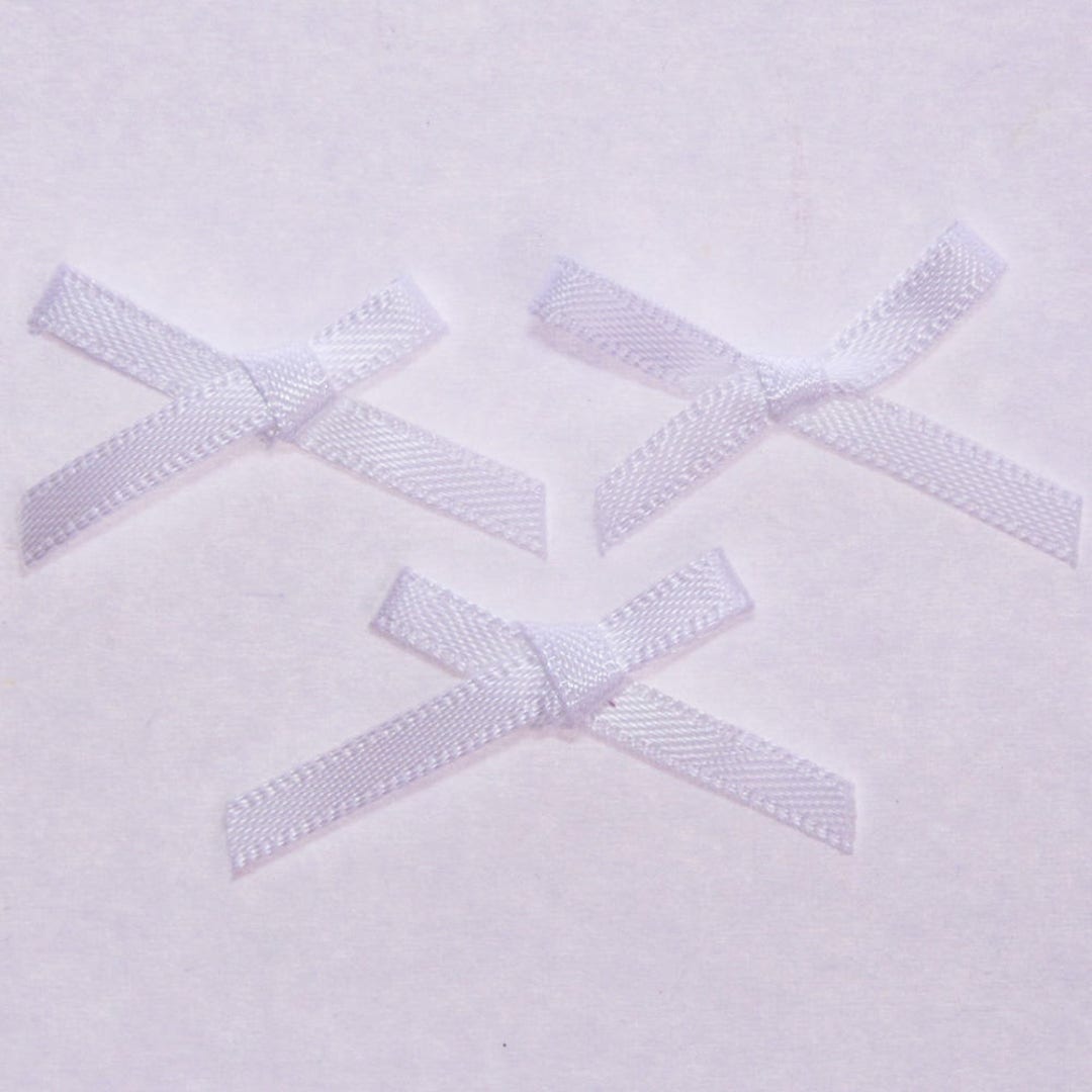 25 X 3mm Satin Ribbon Bows White Color Ribbon Embellishment - Etsy