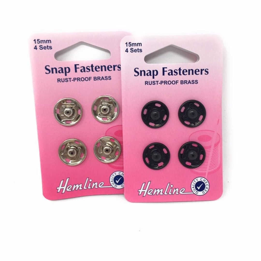 15mm Metal Snap Fasteners for Sewing, Black or Silver, Pack of 4 / 4 ...