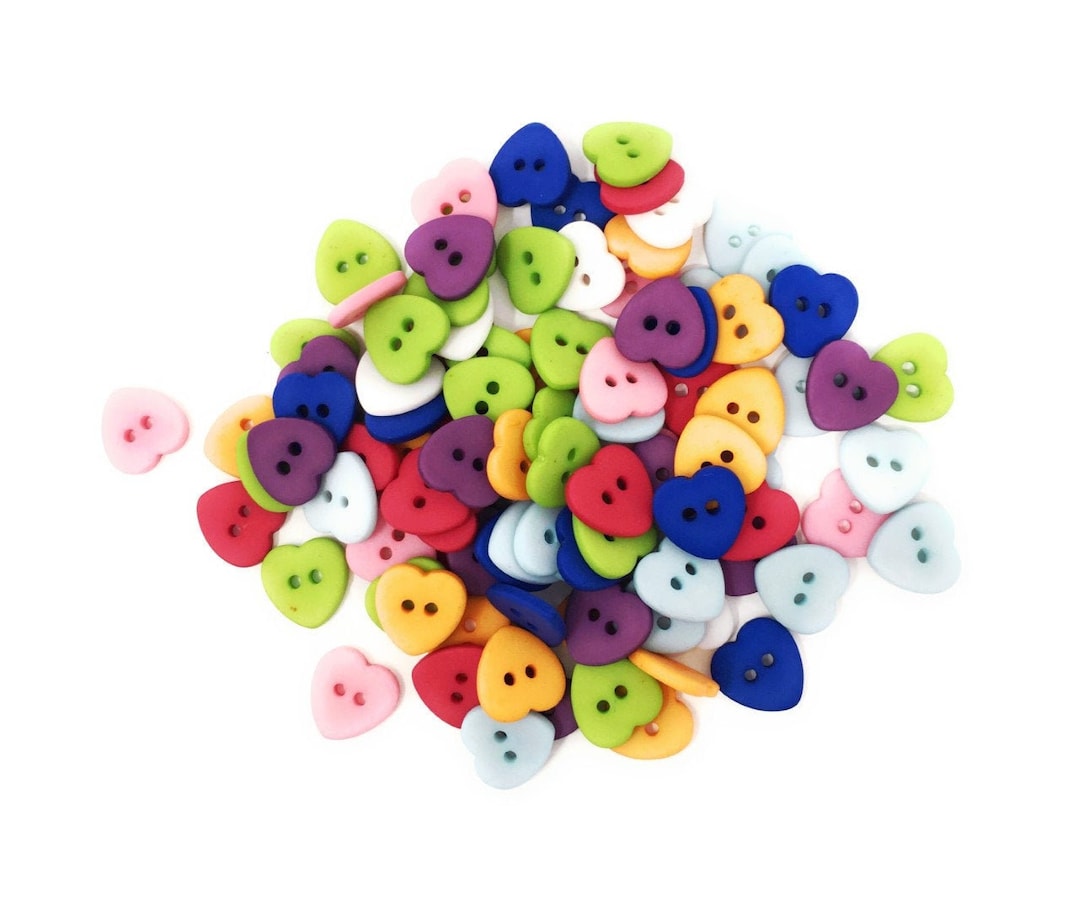 Heart-shaped Frosted Resin Buttons, 12mm, Mixed Colors, 2 Holes - Pack ...