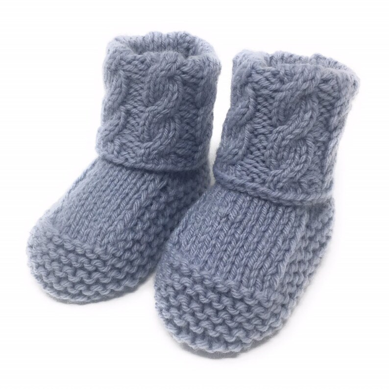 Hand Knitted Cable Baby Booties Colour Grey Choice of Size - Etsy