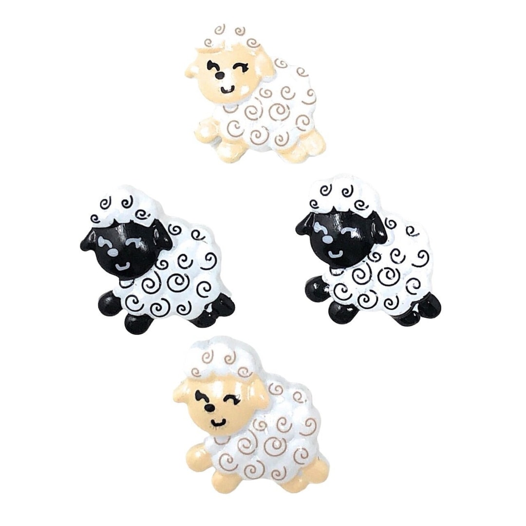 Fancy Black or White Sheep Buttons 22MM With Back Attachment Set of 6 ...