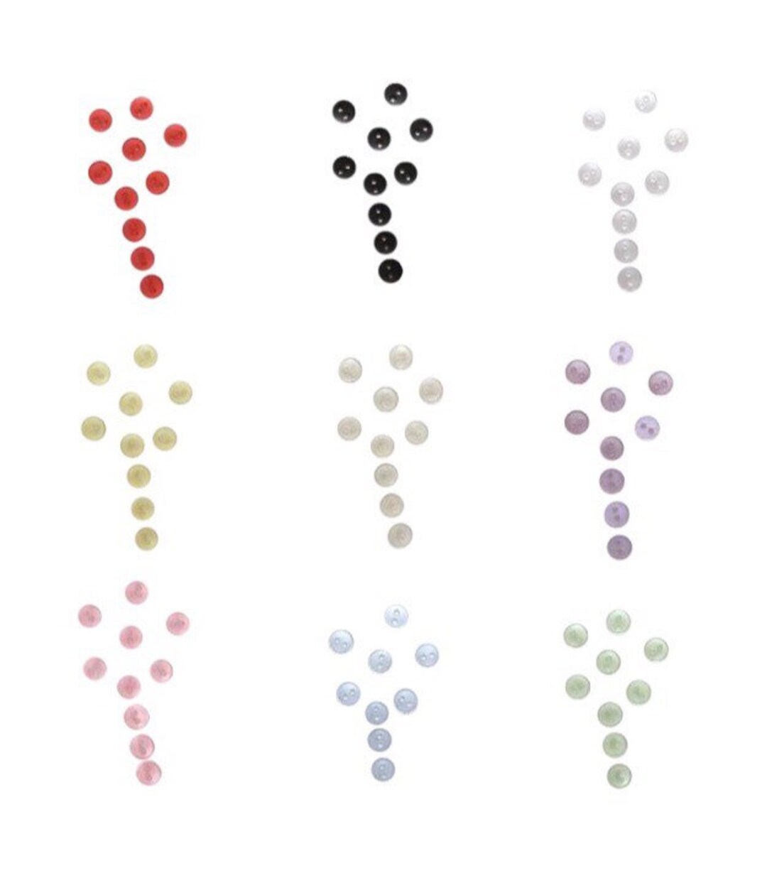 Pack of 20 Buttons With Small Diameter 6mm With 2 Holes Doll Button ...