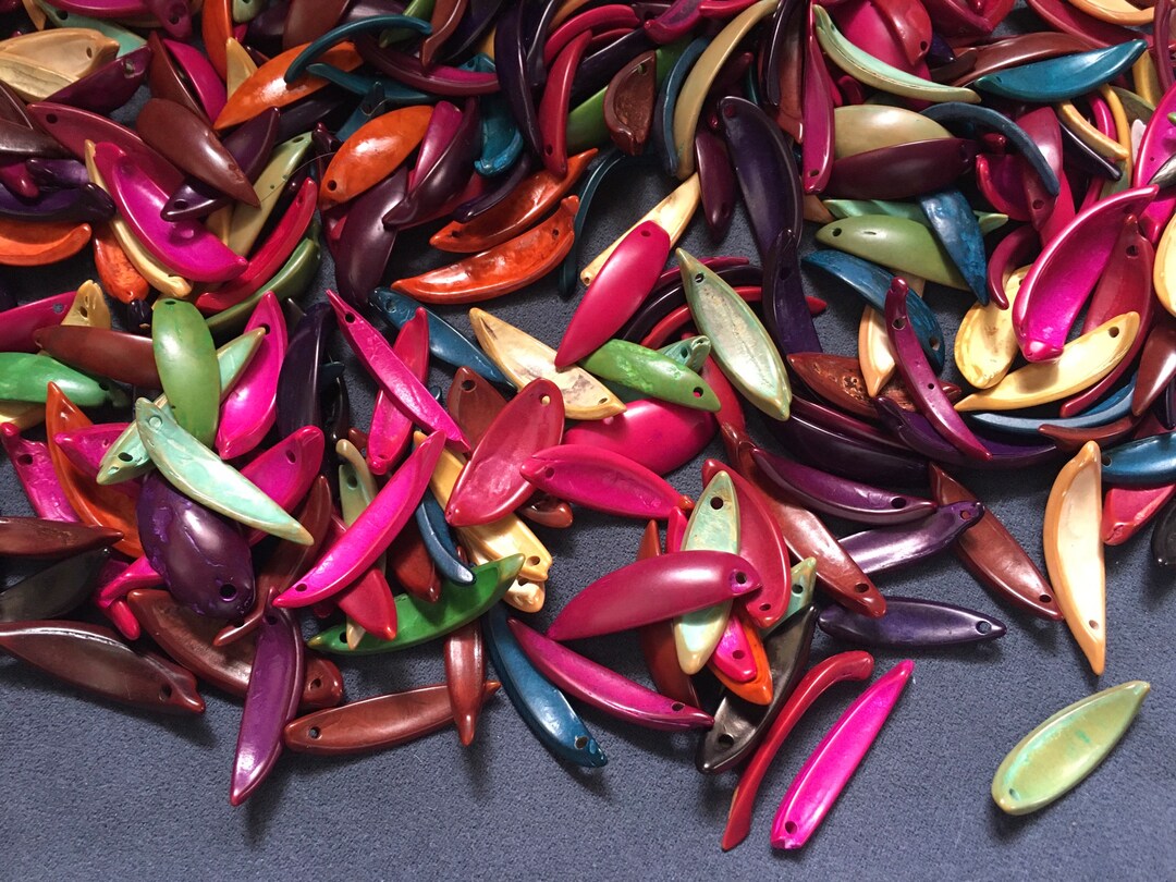 20 Tagua Beads, Shuttle, Palm Tree Seed, Pendant Charm, Palm Seed ...