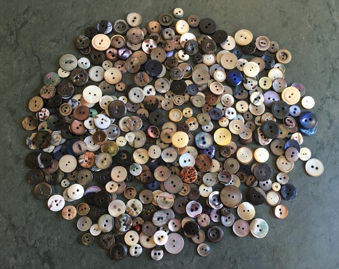 100 Old Mother-of-pearl Buttons, 6-17mm, Vintage, Gray Blue, 60s 70s ...