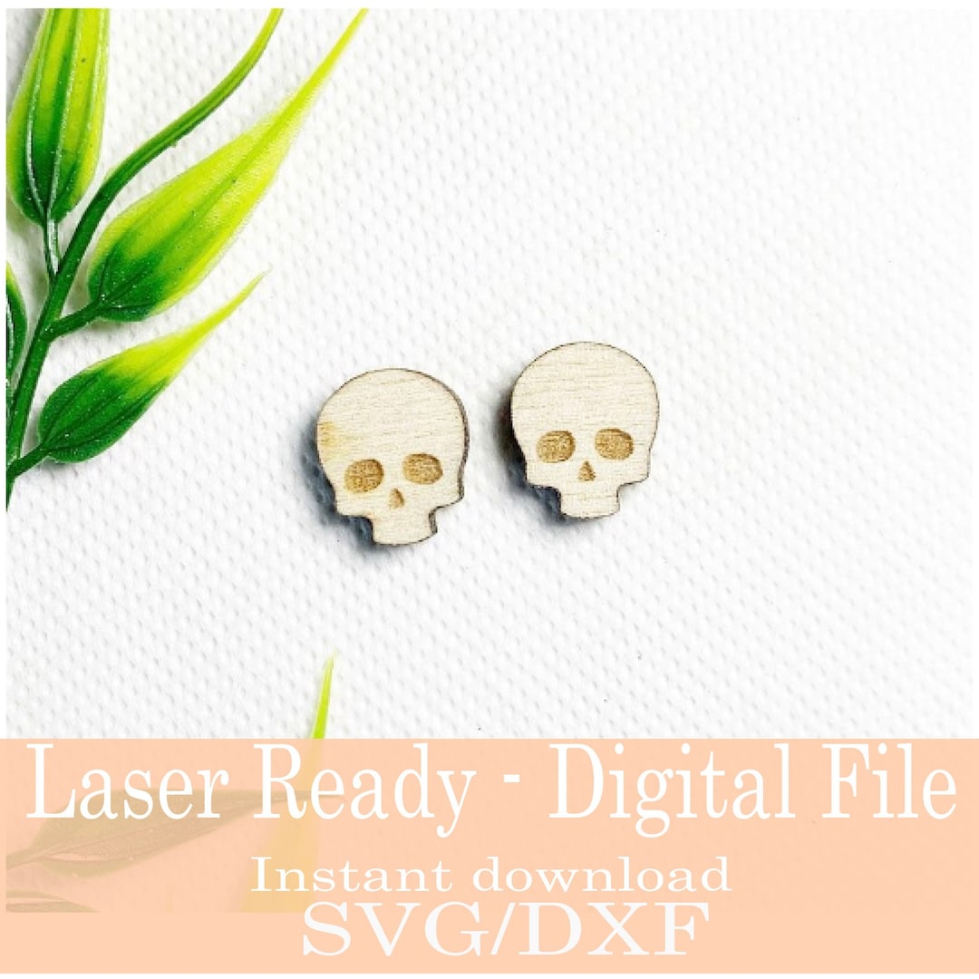 EARRINGS SVG, Skull Head Stud, Stud Earring, Skull Head Template, Cut ...