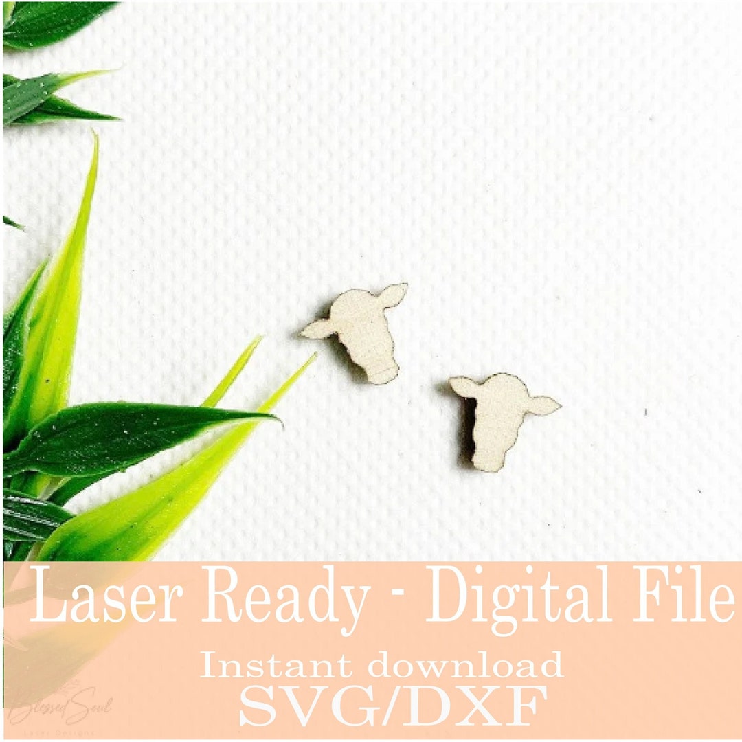 EARRINGS SVG, Cow Head Stud, Stud Earring, Cow Template, Cut File ...