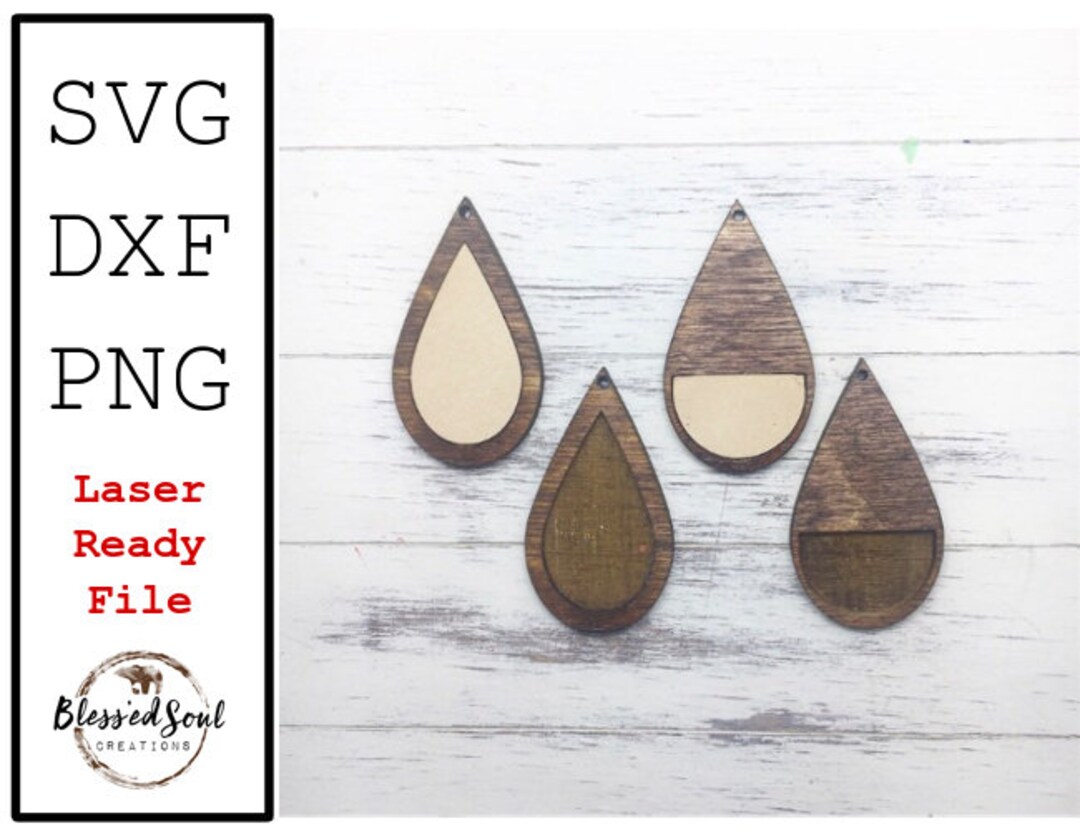 EARRINGS SVG, Teardrop Inlay Digital Earrings File, Teardrop Collection ...