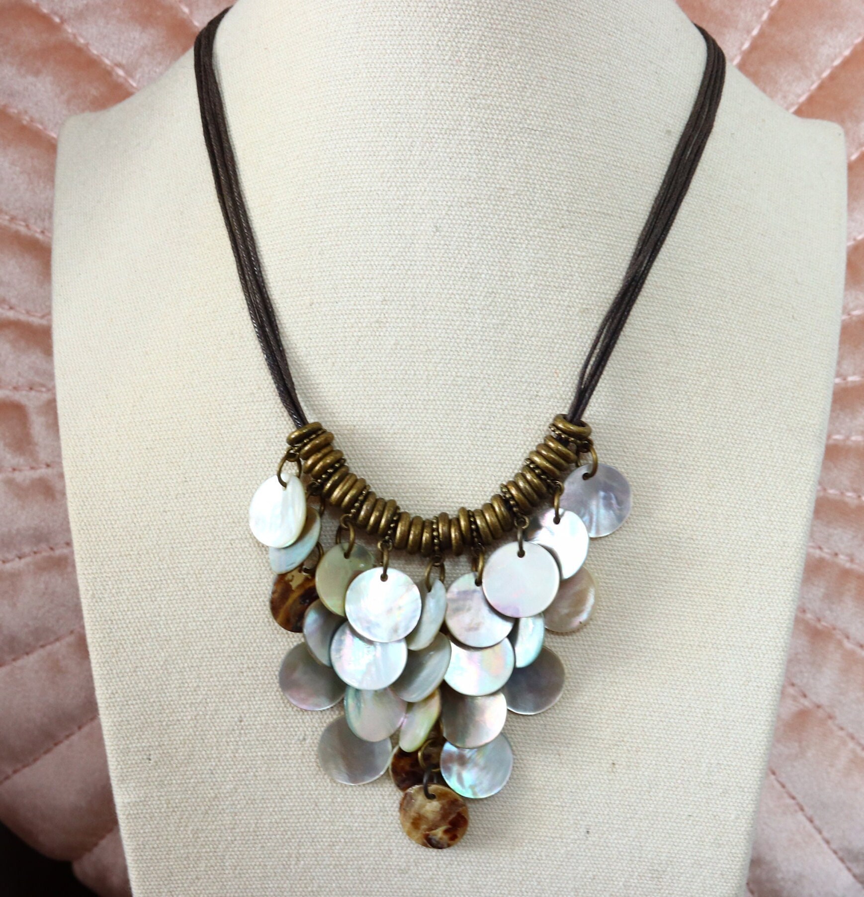 Vintage Mother of Pearl Boho Cascading Discs Necklace - Etsy