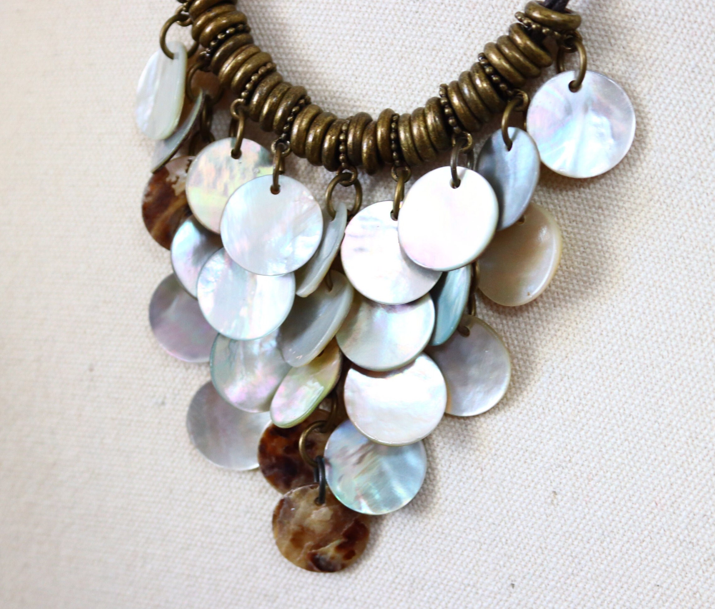 Vintage Mother of Pearl Boho Cascading Discs Necklace - Etsy