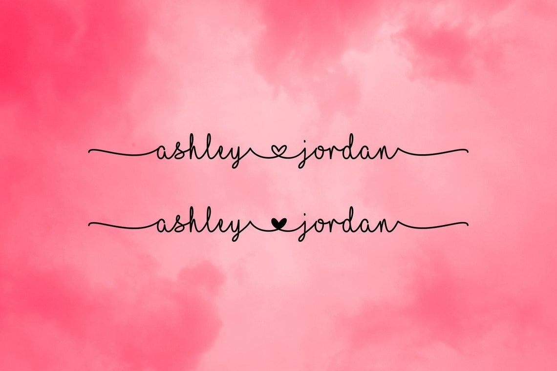 Cute Couples Name Decal Two Names With A Heart in the Middle - Etsy