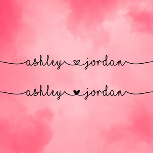 Cute Couples Name Decal, Two Names With A Heart in the Middle ...