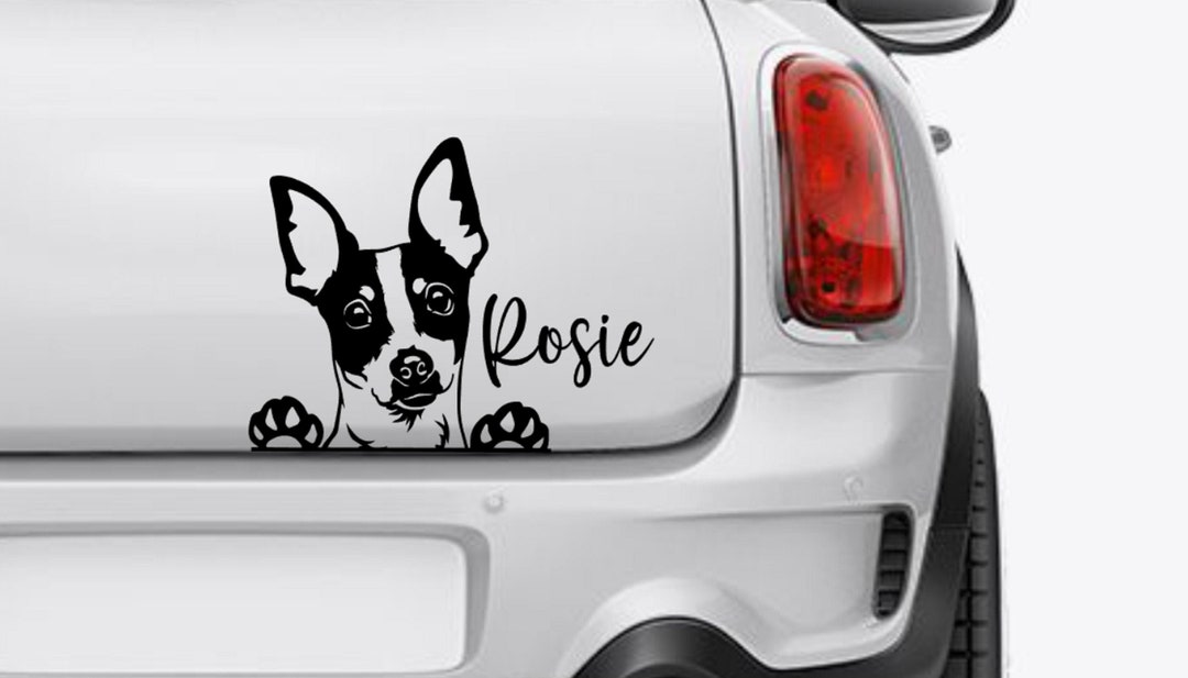 Mini Fox Terrier Peeking Dog Car Decal Sticker, Toy Fox Terrier Dog ...