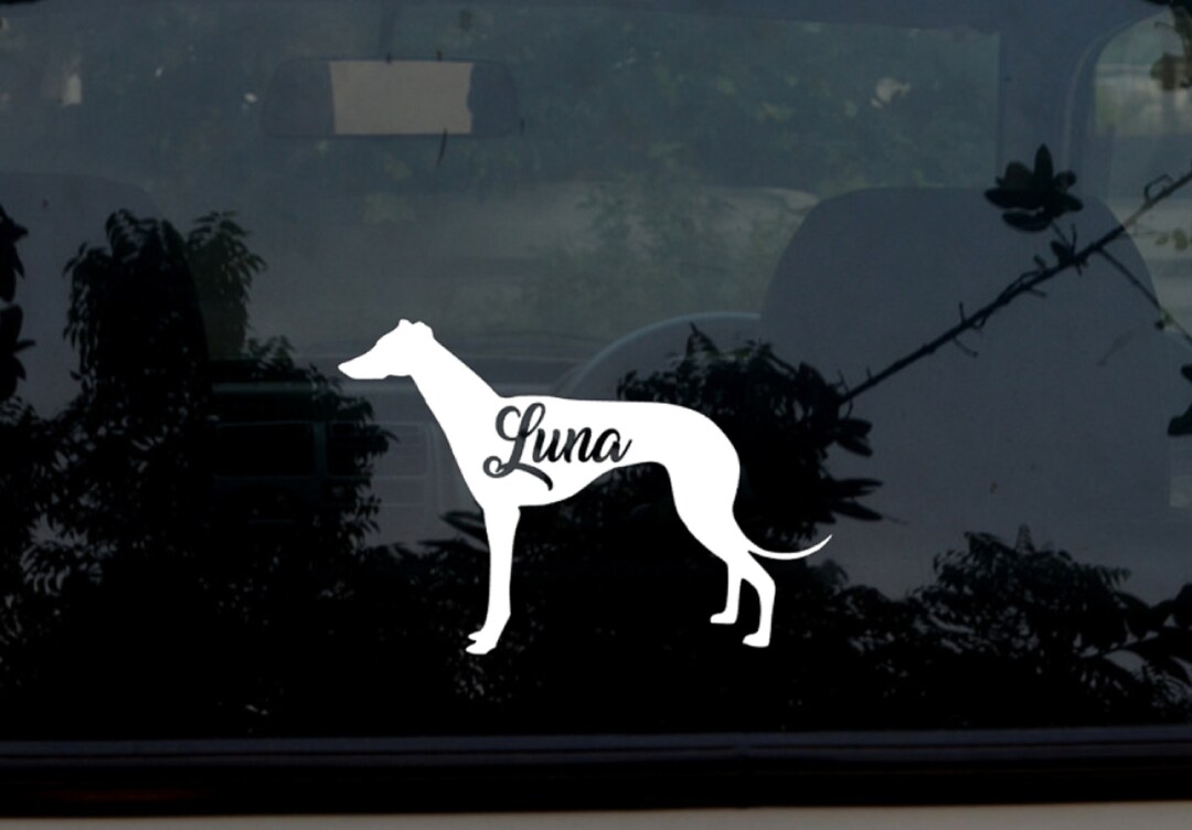 Greyhound Sticker Vinyl Car Decal Custom Name Dog Grey Silhouette ...