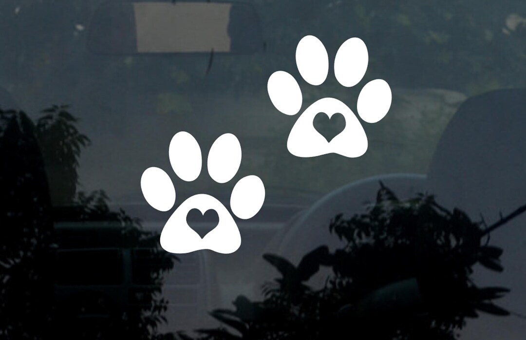 2 X Paw Print Stickers, Paw Print Vinyl Decal, Dog Cat Paw Prints, Car ...