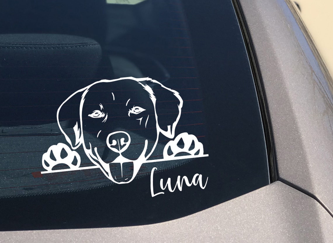 Labrador Retriever Peeking Dog Car Decal Sticker, Labrador Dog Sticker ...