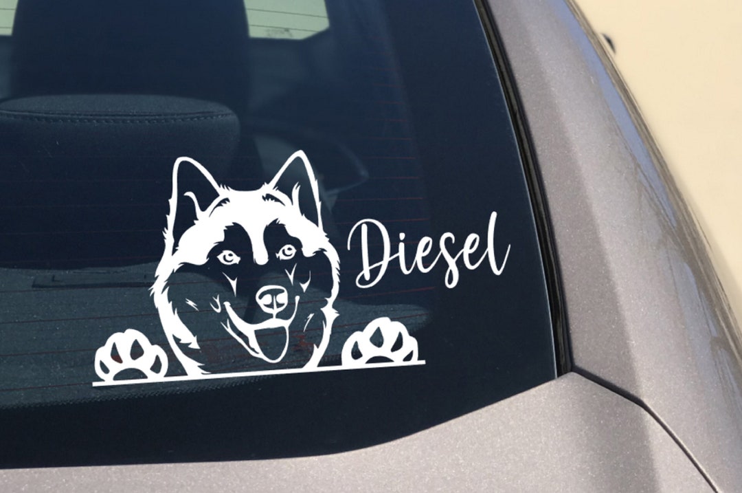 Peeking Husky Car Decal Sticker, Siberian Husky Dog Sticker, Vinyl ...