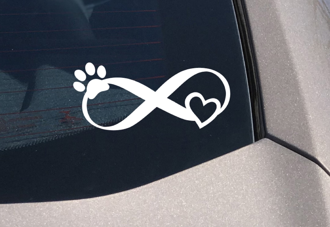 Infinity Paw Print Sticker / Decal High Quality Vinyl Heart Cat Animal ...