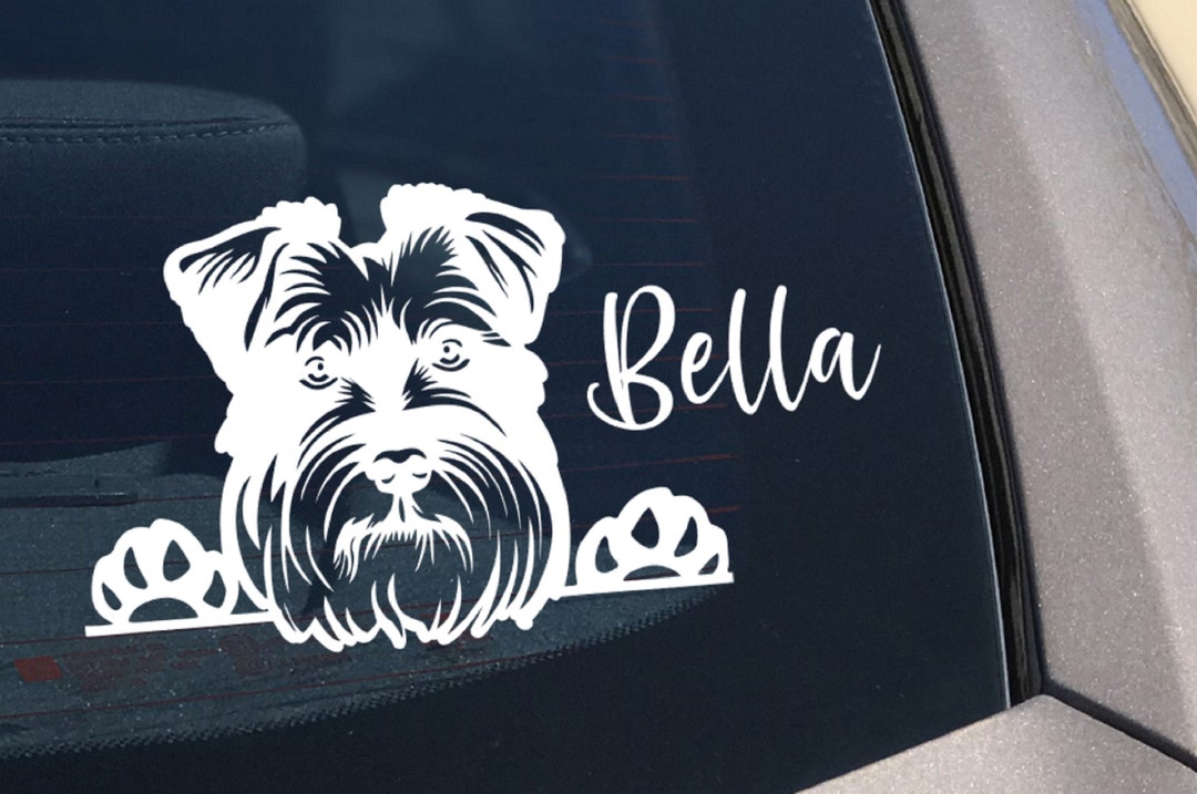 Peeking Schnauzer Dog Sticker Vinyl Car Decal, Window, Laptop ...