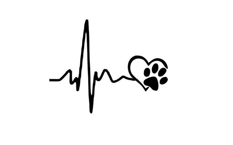 Heartbeat Lifeline Dog Sticker Heart and Paw Dog Car Sticker | Etsy ...