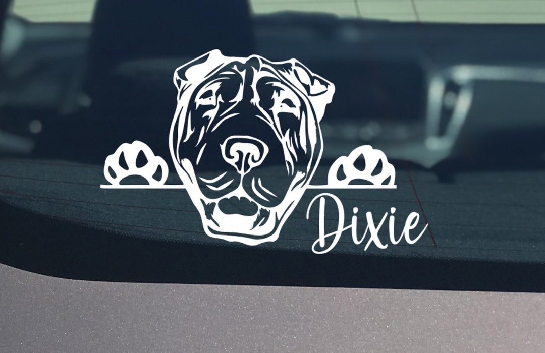 Peeking Shar Pei Vinyl Decal Car Sticker High Quality Shar-pei Mum Gift ...