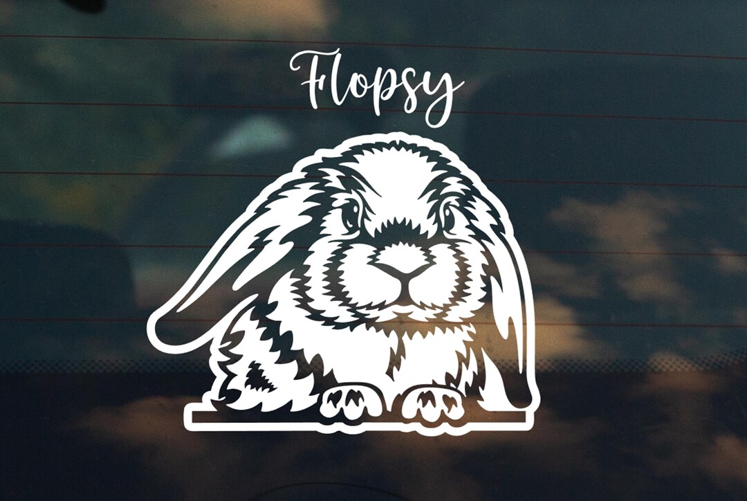 Peeking Bunny Rabbit Sticker Vinyl Decal, Car Window Hutch DIY Sign ...