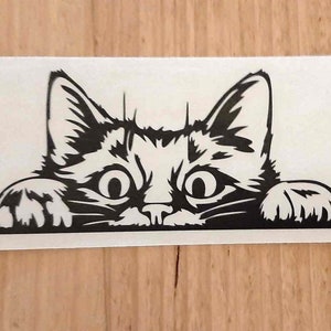 Peeking Cat Sticker Vinyl Decal, Fun Gift Cat Lover Cat Mum Kitten Love ...