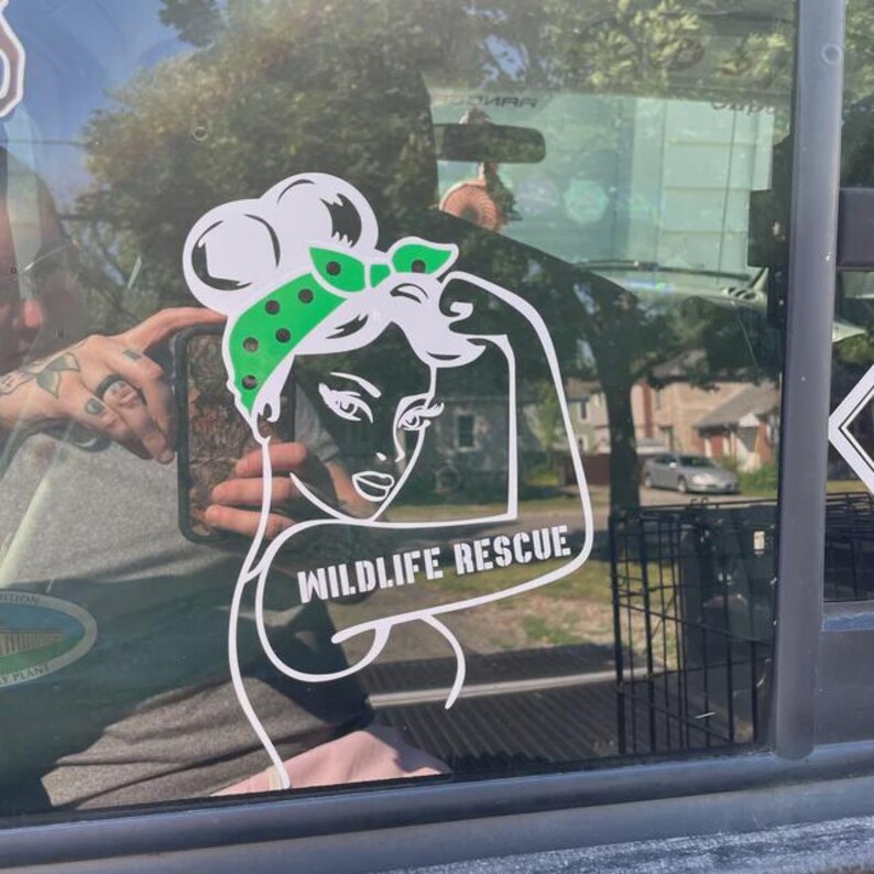 Wildlife Rescue Car Decal Sticker Rosie the Riveter Strong Women Raise ...