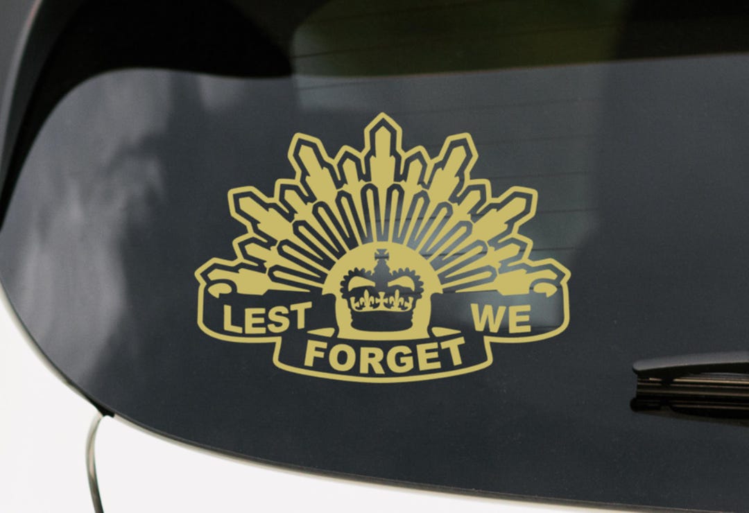 Australian ANZAC STICKER Lest We Forget Rising Sun 100x140mm High ...