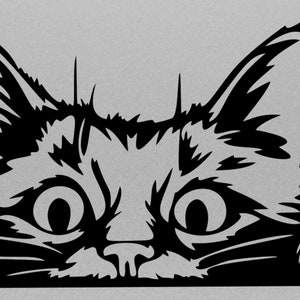 Peeking Cat Sticker Vinyl Decal, Fun Gift Cat Lover Cat Mum Kitten Love ...