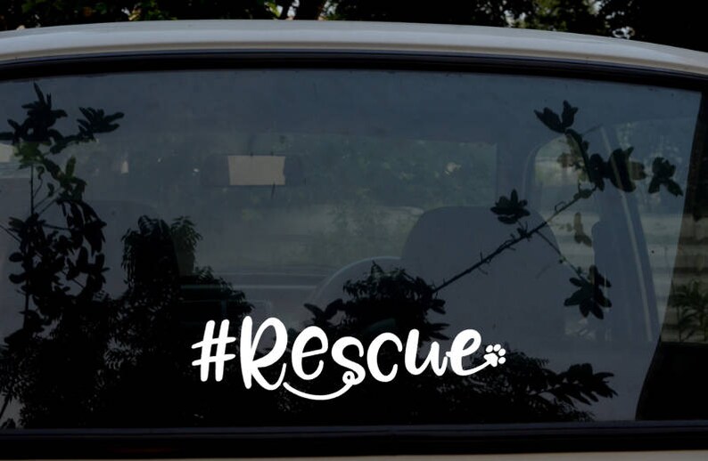 Hastag rescue Dog Car Decal / Sticker | Etsy