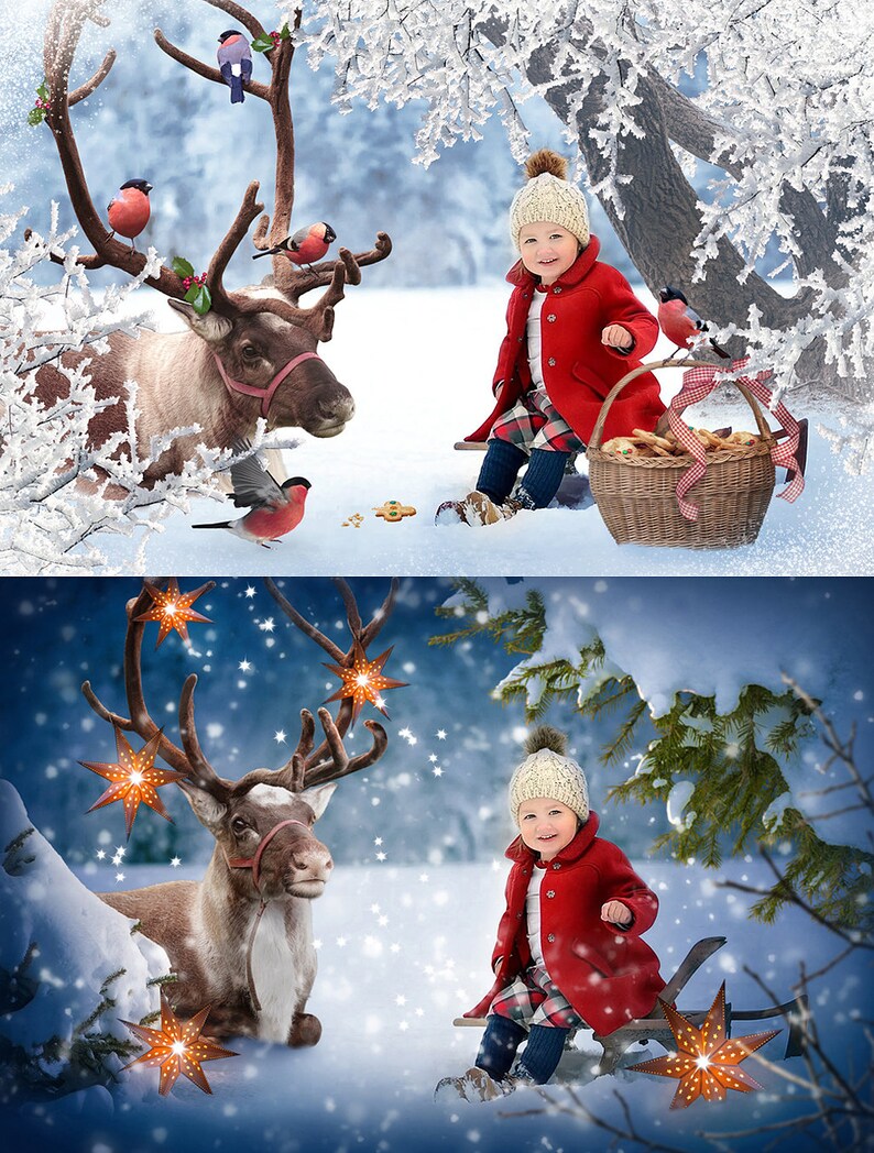 Christmas Set of 55 Photoshop Overlays Backdrops Santa Deer | Etsy