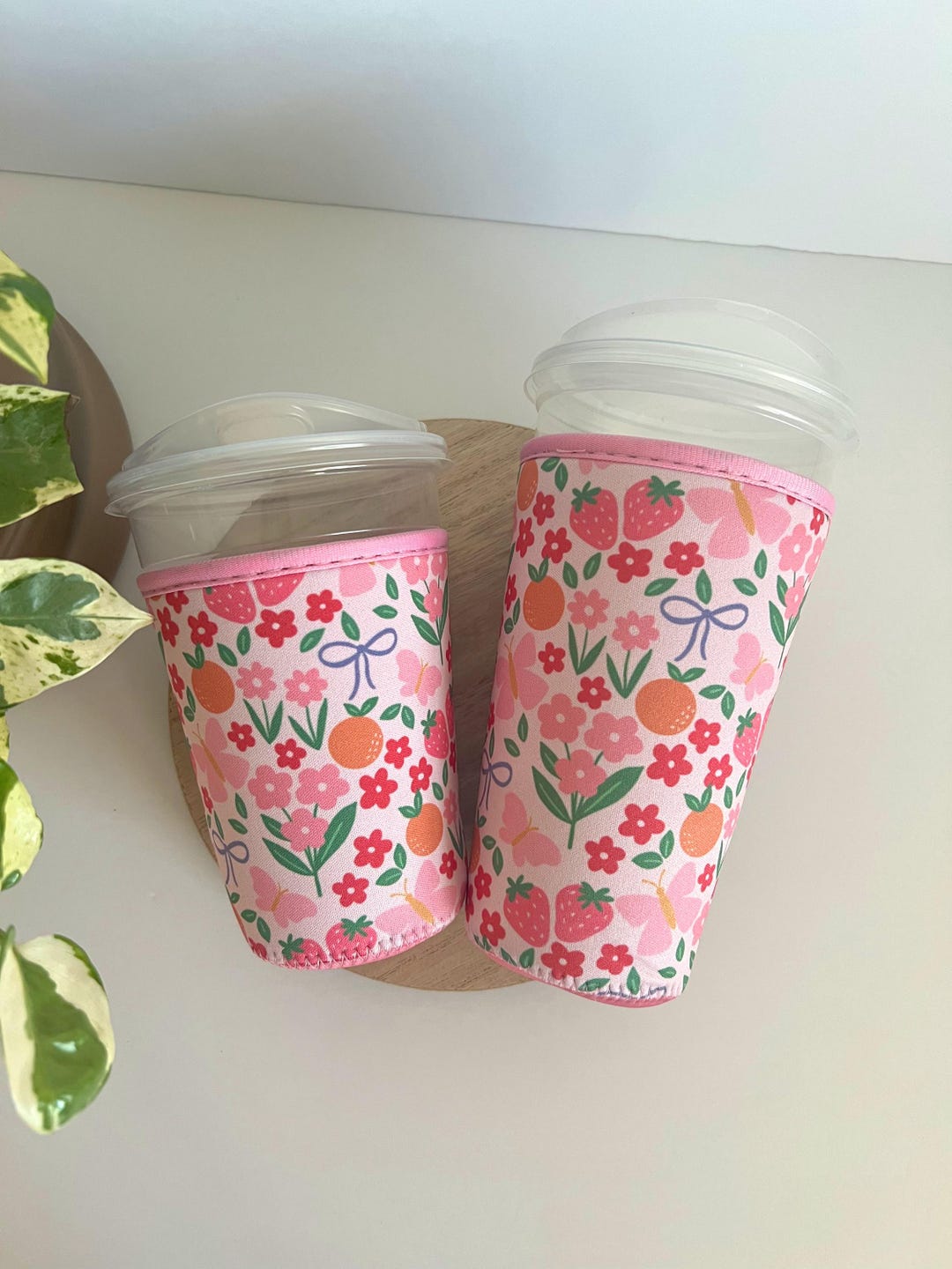 Floral Iced Coffee Sleeve: Spring Neoprene Drink Insulator - Etsy Canada
