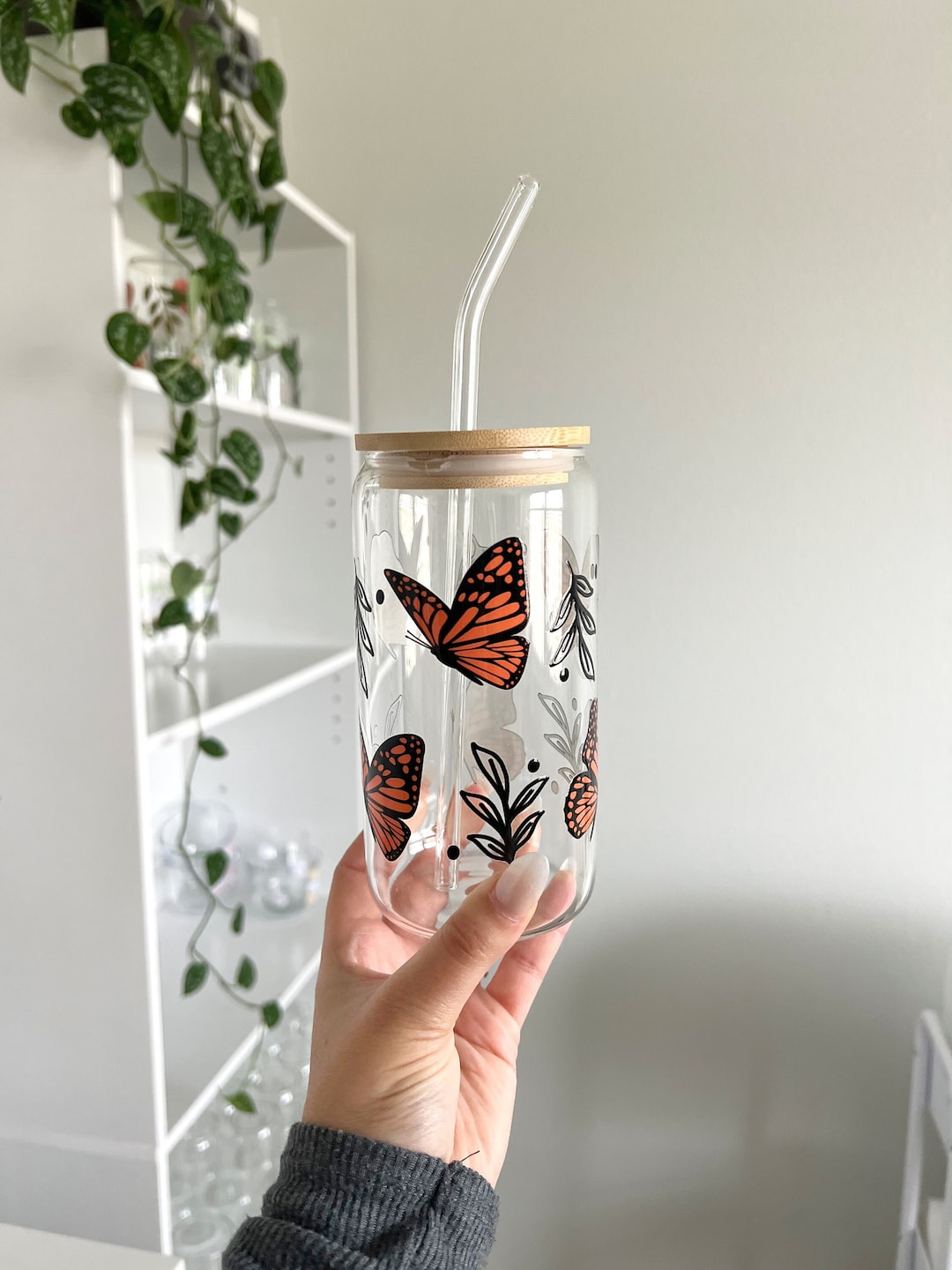 Monarch Butterfly Glass, Monarch Can Glass, Orange Monarch Butterfly ...