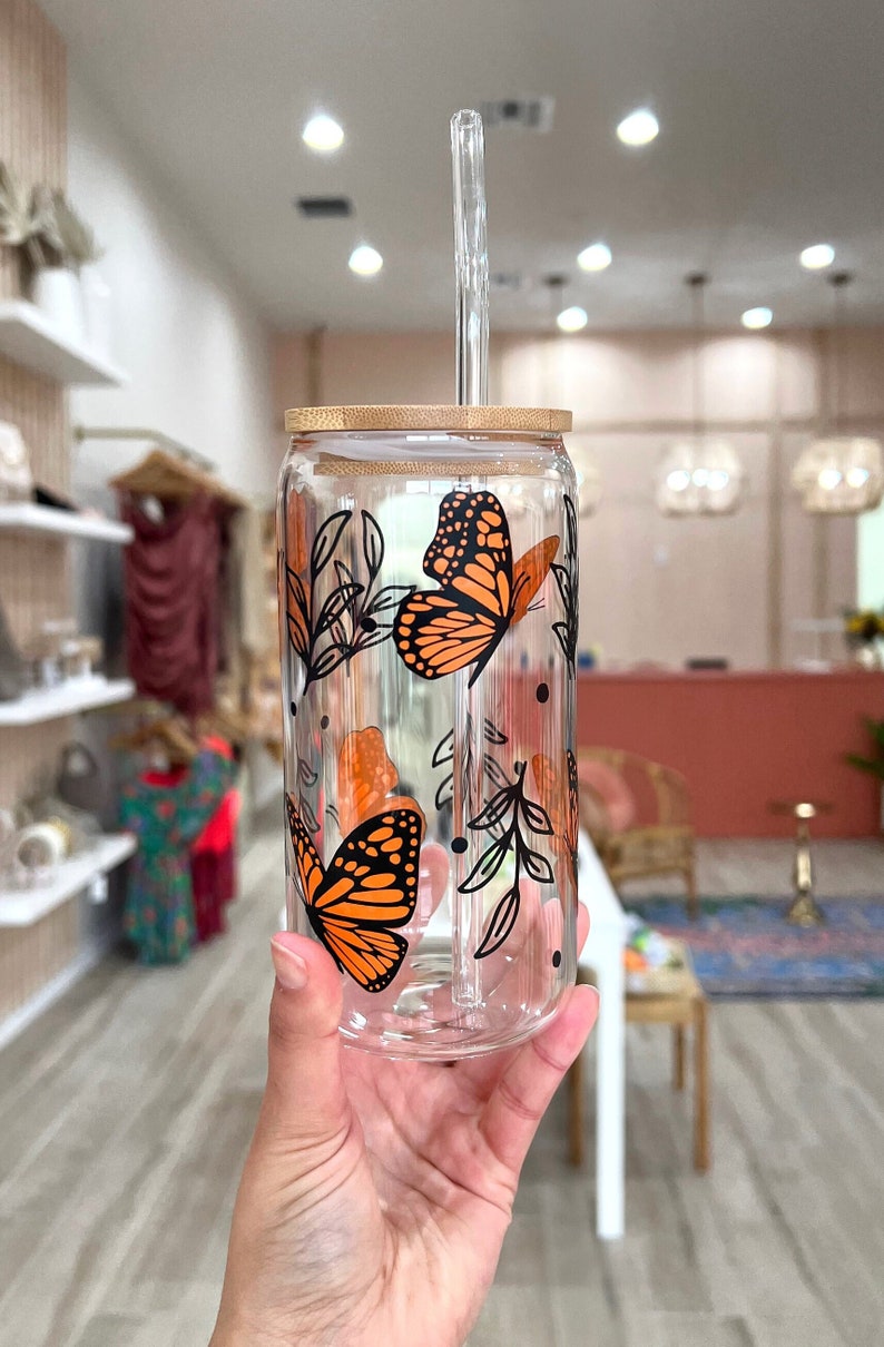 Monarch Butterfly Glass, Monarch Can Glass, Orange Monarch Butterfly ...