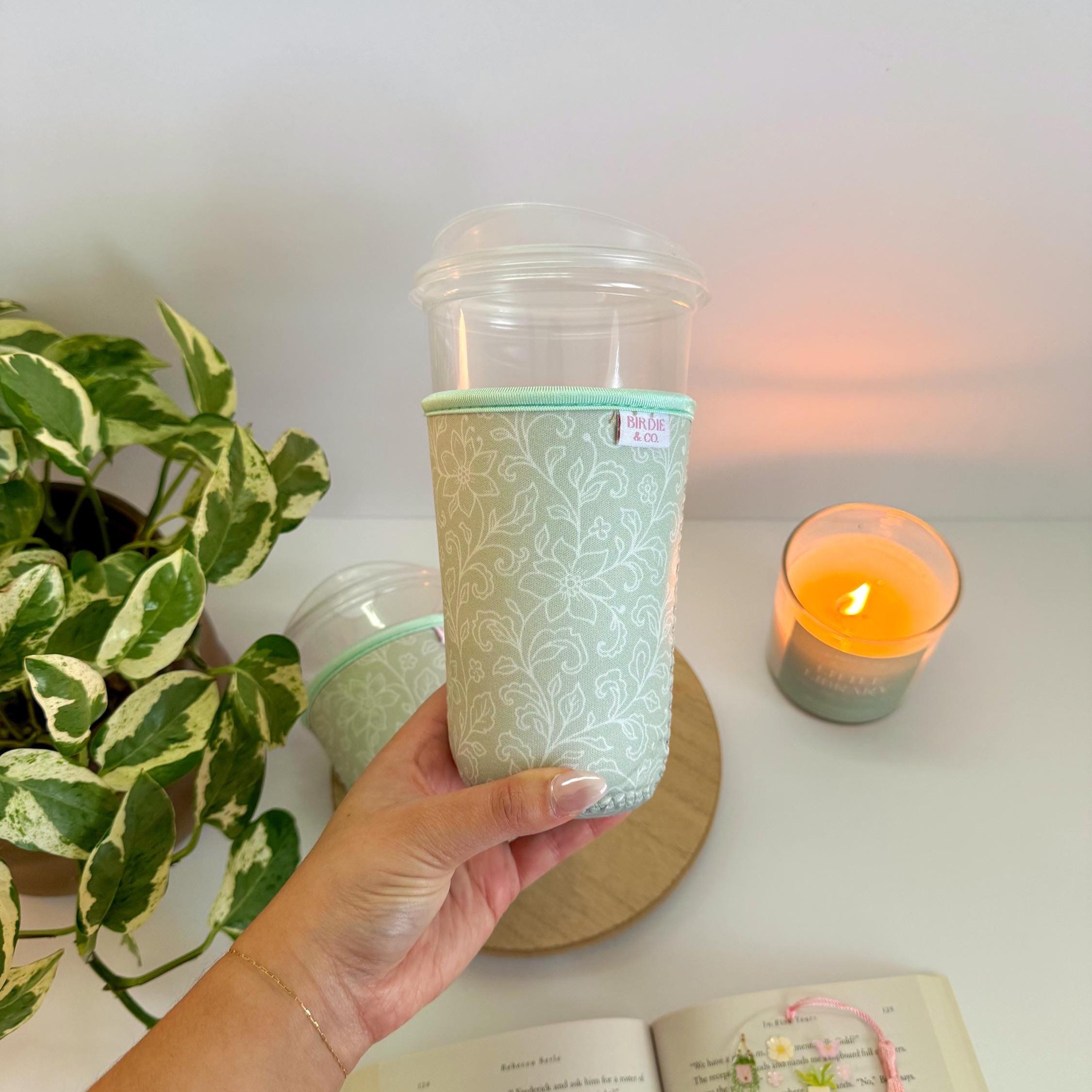 Dainty Floral Iced Coffee Sleeve | Reusable Cup Sleeve With Minimalist ...