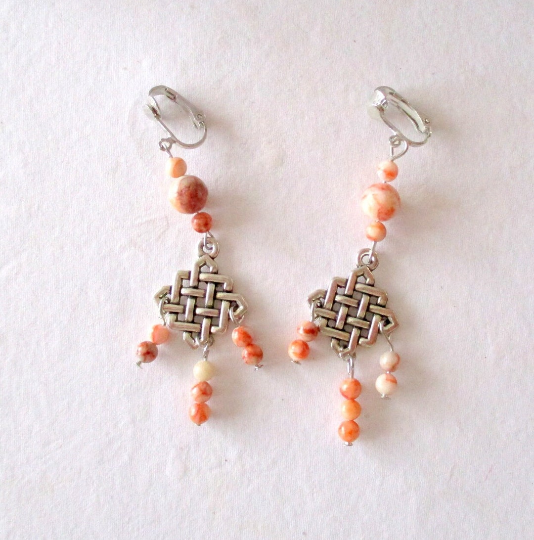 Celtic Symbol and Red Jasper Clip-on Earrings - Etsy