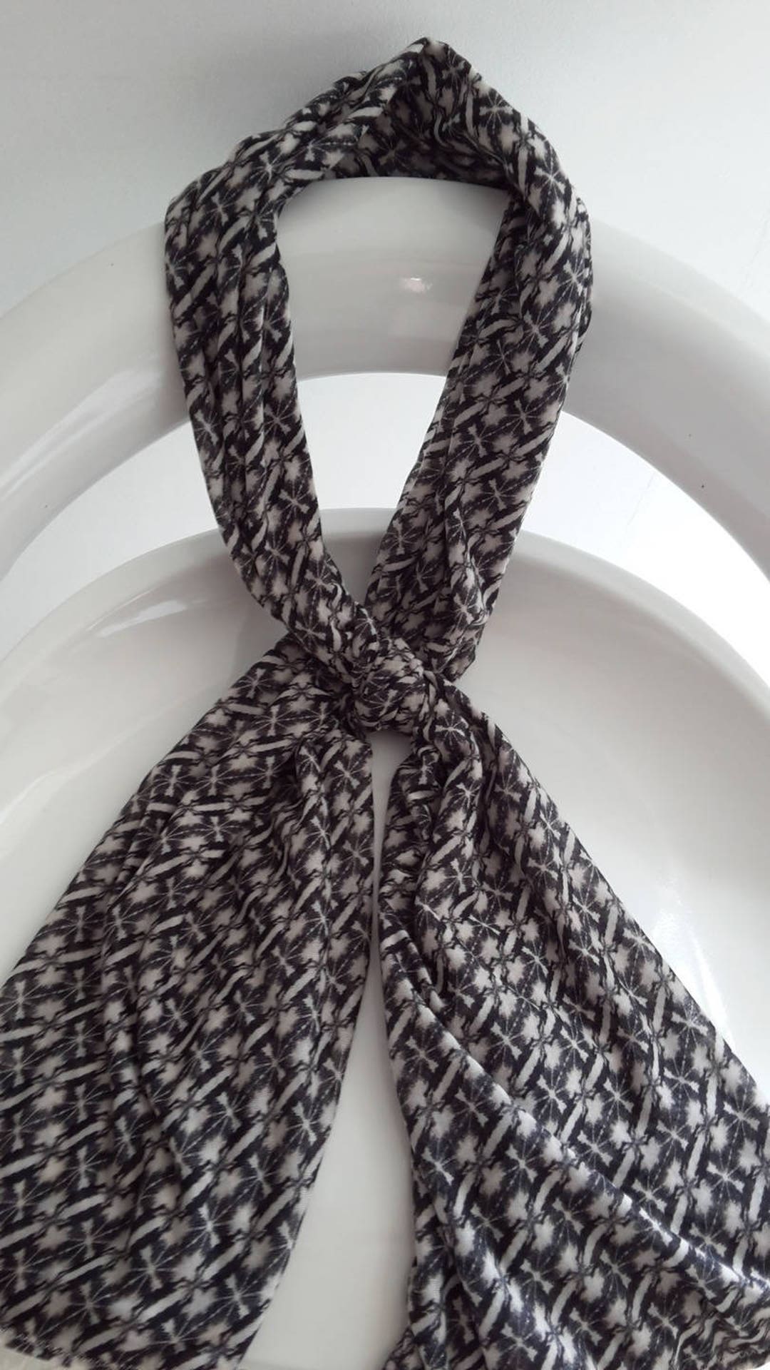 Gray and Black Polyester Scarf 145x20 Cm - Etsy UK