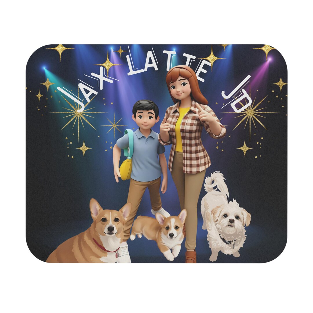 Cozy Cartoon Mouse Pad: Jax Latte JD Family & Pets Design - Etsy